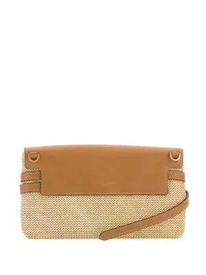 GIANNI CHIARINI Belty Knotted Straw Leather Clutch Bag - Brown
