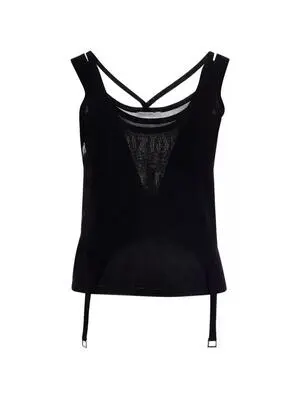 Patrizia Pepe Crossover-strap Top - Black