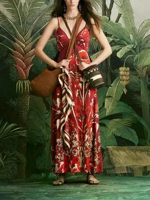 Johanna Ortiz Sendero De Astromelias Maxi Dress - Red