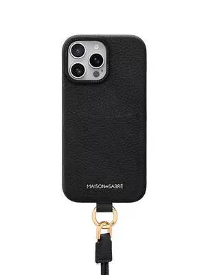 MAISON DE SABRE Sling Leather Iphone 16 Pro Max Phone Case - Black