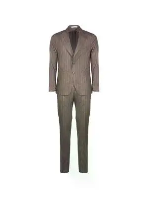Tagliatore Pinstripe Virgin Wool Suit - Brown