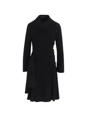 Yohji Yamamoto Long-sleeved Wrap Dress - Black