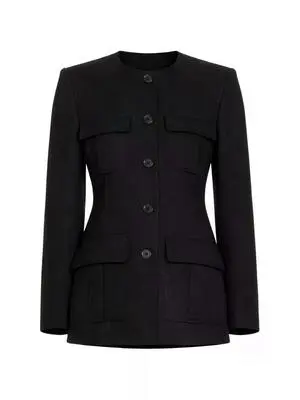 NILI LOTAN Collarless Buttoned Blazer - Black