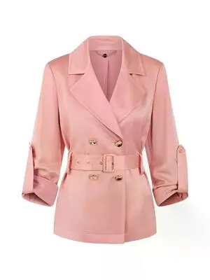 MARCCAIN Double-breasted Satin Blazer - Neutrals