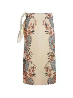 Farm Rio Scalloped-edge Floral-print Skirt