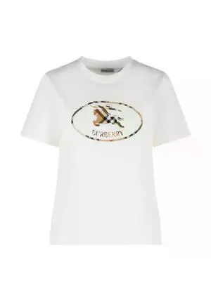 Burberry Logo Embroidered T-shirt - White