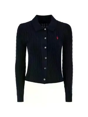 Polo Ralph Lauren Logo-embroidered Cable-knit Cardigan - Blue