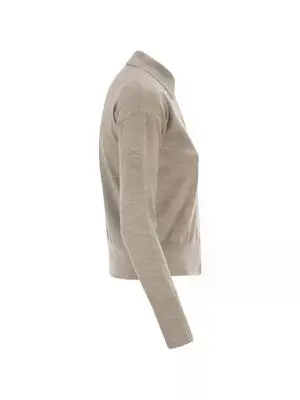 Max Mara Shirt Collar Cropped Wool Cardigan - Neutrals