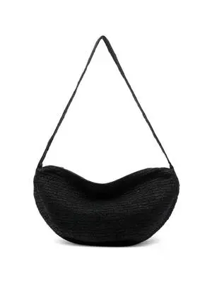 IBELIV Clip Raffia Shoulder Bag - Black