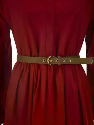 Max Mara Balloon-sleeve Pleated Cotton Midi Dress - Red