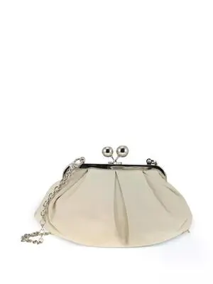 Max Mara Prati Pleated Chain-strap Clutch Bag - Neutrals