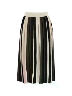 Max Mara Striped Pleated Midi Skirt - Neutrals