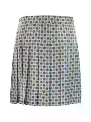 Max Mara Pleated Patterned Madison Silk Skirt - Blue
