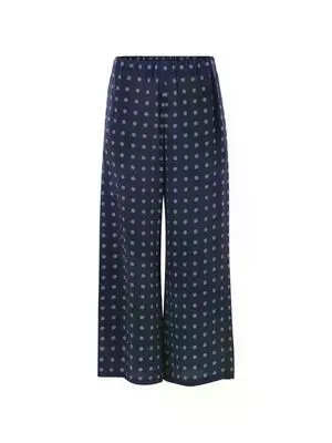 Max Mara Printed Elasticated Silk Trousers - Blue