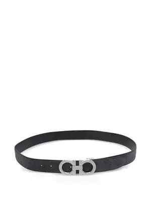 FERRAGAMO Gancini Logo Reversible Belt - Black