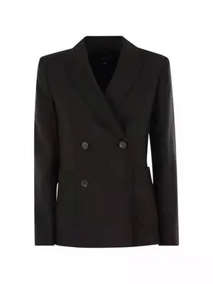 Max Mara Double-breasted Notched Wool Blazer - Black