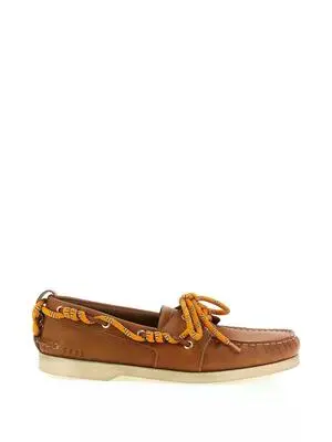GOLDEN GOOSE Laced Leather Boat Shoe - Brown