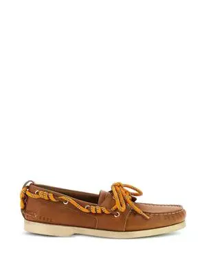 GOLDEN GOOSE Laced Leather Boat Shoes - Brown