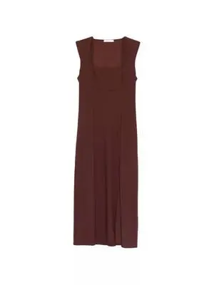 Patrizia Pepe Square-neck Midi Dress - Brown