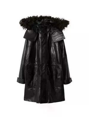 Burberry Fringed-trim Leather Parka