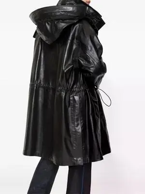 Burberry Fringed-trim Leather Parka