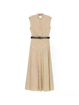 Max Mara Polka-dot Belted Midi Dress - Neutrals