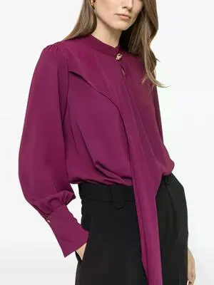 NISSA Draped Chiffon Blouse - Purple