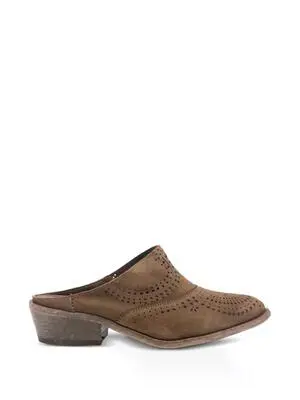CURIOSITÈ Perforated Leather Mules - Brown