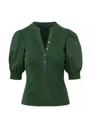 Veronica Beard Coralee Puff-sleeve Top - Green