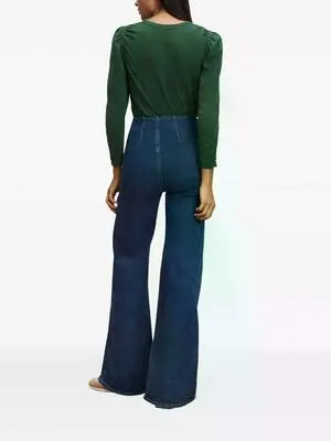 Veronica Beard Bouvet Long-sleeve Gathered T-shirt - Green