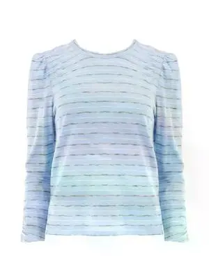 Veronica Beard Bouvet Gathered-detail Striped T-shirt - Blue