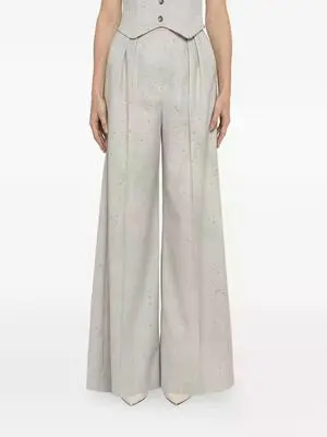 NISSA Embellished Wide-leg Palazzo Pants - Grey