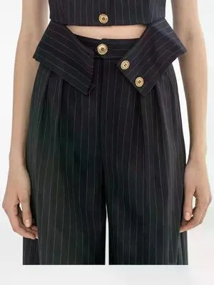 NISSA Pinstripe Button Palazzo Pants - Blue