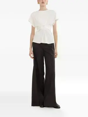 NISSA Wide-leg Linen Trousers - Black