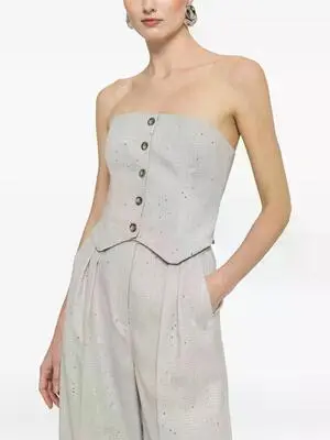 NISSA Sequin Detail Corset Top - Grey