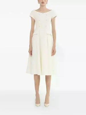 NISSA A-line Button Dress - White