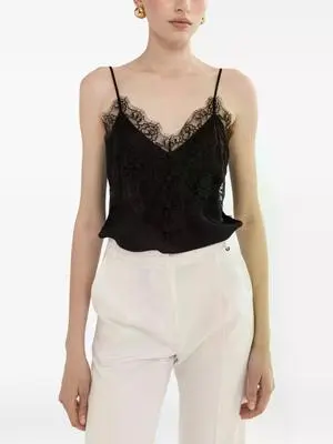NISSA Lace Panel Blouse - Black