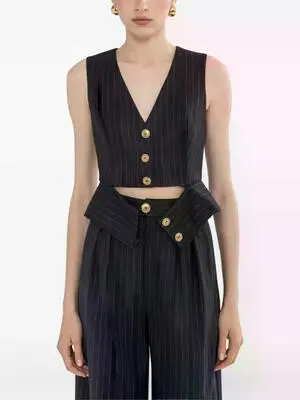 NISSA Single-breasted Pinstripe Waistcoat - Blue