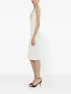 NISSA Lace Detail Crepe Midi Dress