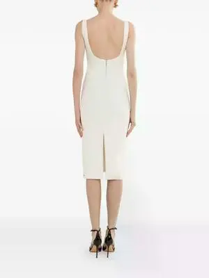 NISSA Lace Detail Crepe Midi Dress