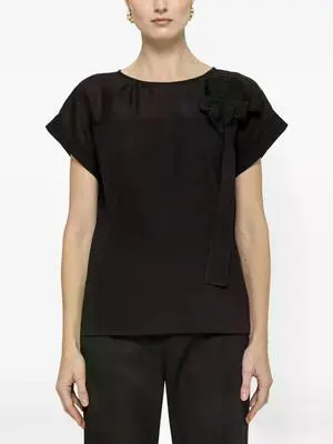 NISSA Bow Detail Blouse - Black