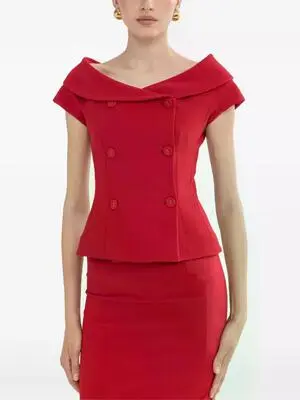 NISSA Off-shoulder Fitted Blazer - Red