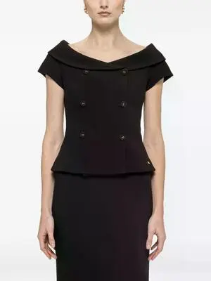 NISSA Off-shoulder Fitted Blouse - Black