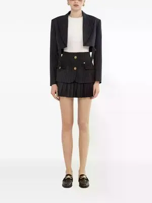 NISSA Pinstripe Cropped Blazer - Blue