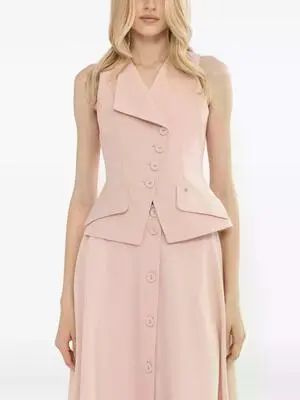 NISSA Button Detailed Tailored Vest - Pink