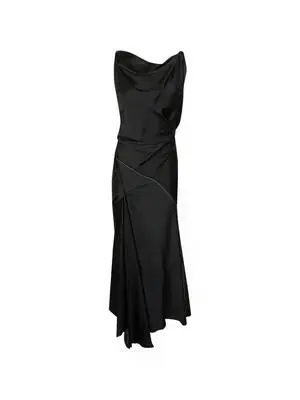 Victoria Beckham V-neck Ruffle Midi Dress - Black