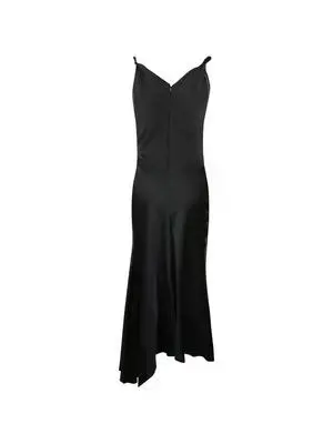 Victoria Beckham V-neck Ruffle Midi Dress - Black