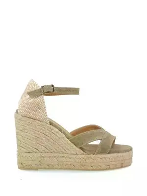 CastaÑer Bruna Ankle-strap Wedge Espadrilles - Green