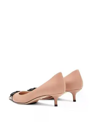 Valentino Garavani Pointy Bow Leather Pumps - Neutrals