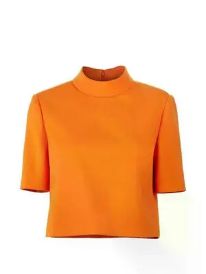 Carolina Herrera Short-sleeve Mock Neck Top - Orange
